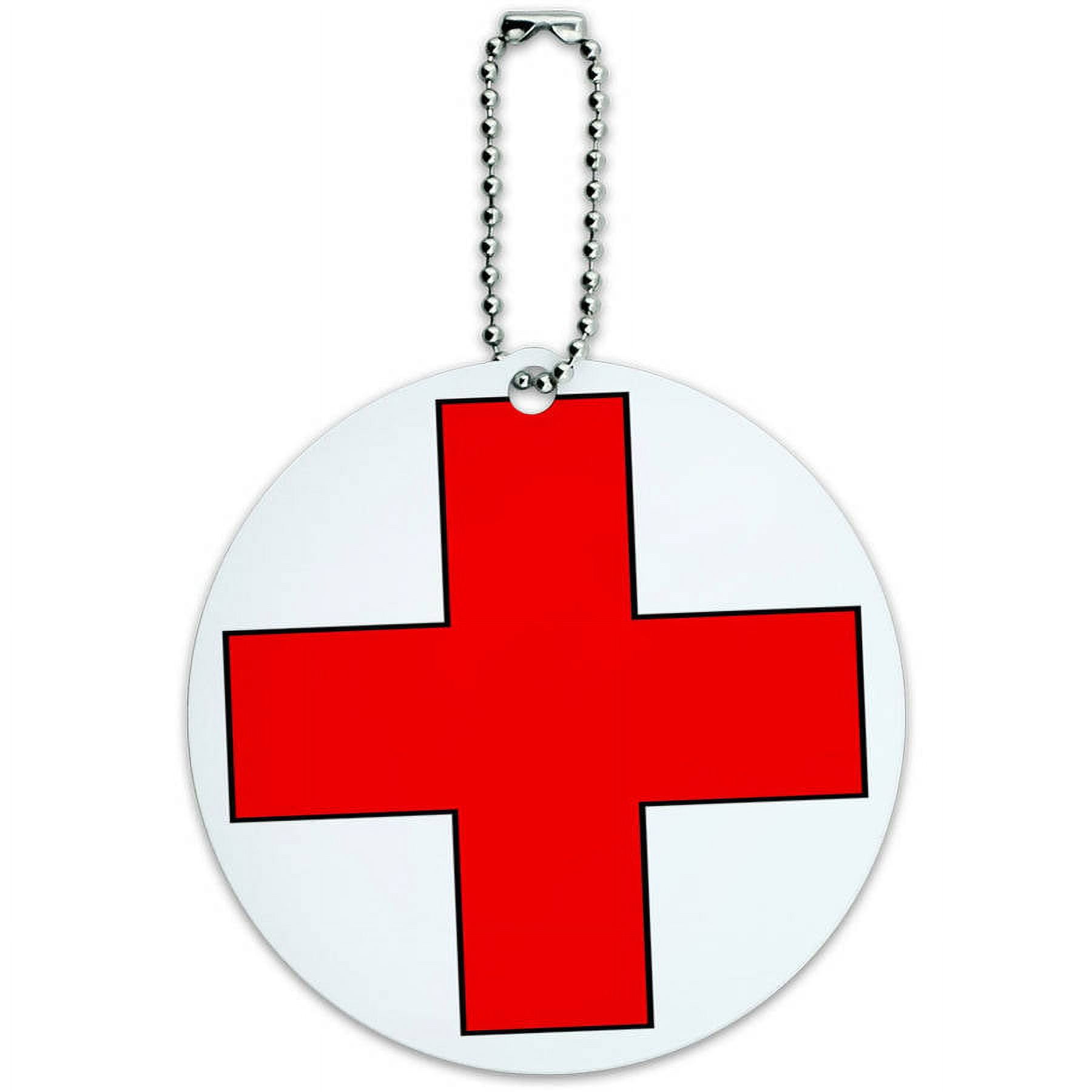 Red Cross Round Luggage ID Tag Card for Suitcase or Carry-On - Walmart.com