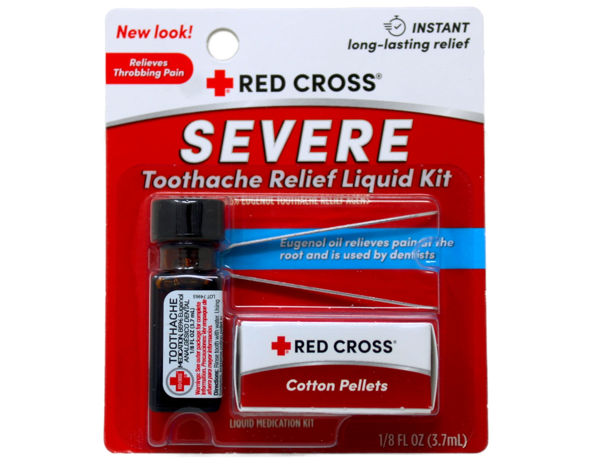 Red Cross Toothache Medication Kit, 0.125oz Liquid with Eugenol, Cotton ...