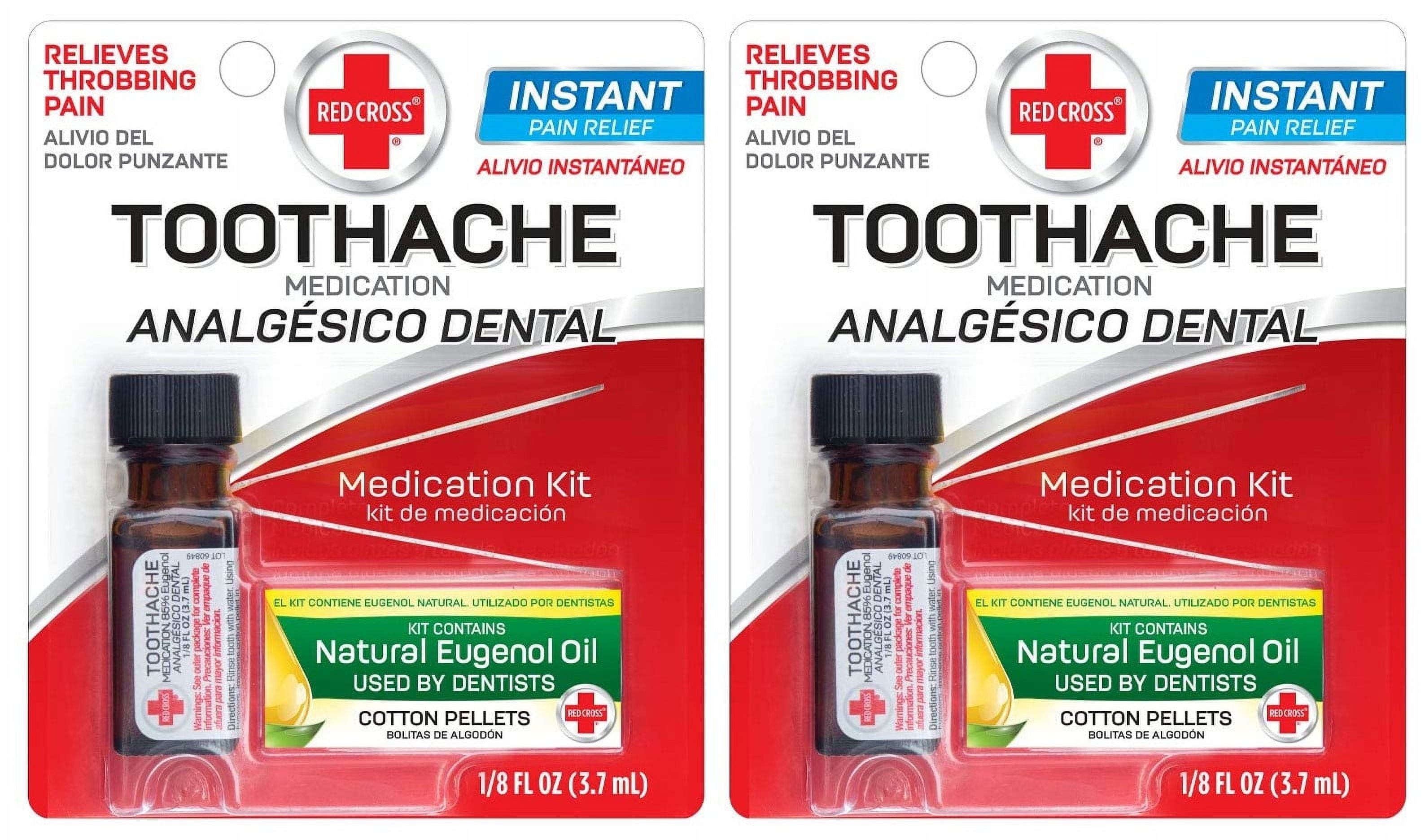 Red Cross Toothache Complete Natural Eugenol Medication Kit, 0.12oz, 2 ...