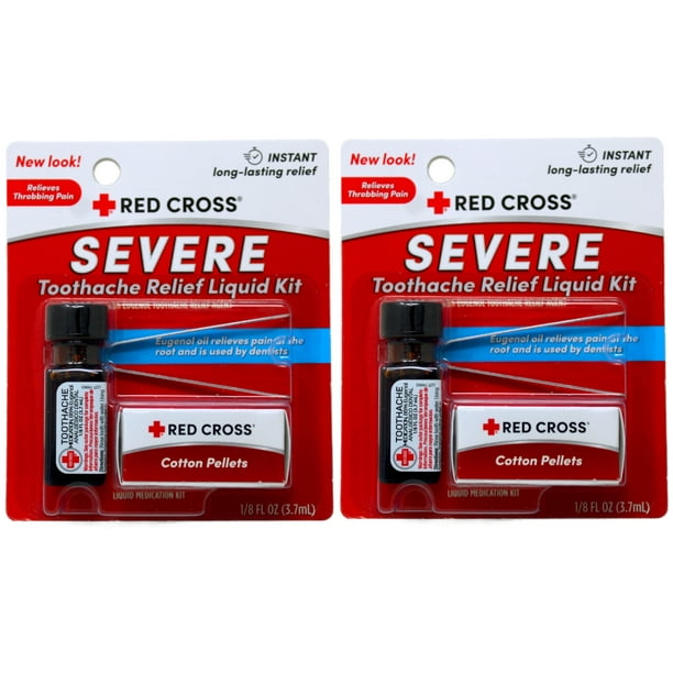 Red Cross Toothache Complete Natural Eugenol Medication Kit, 0.12oz, 2 ...