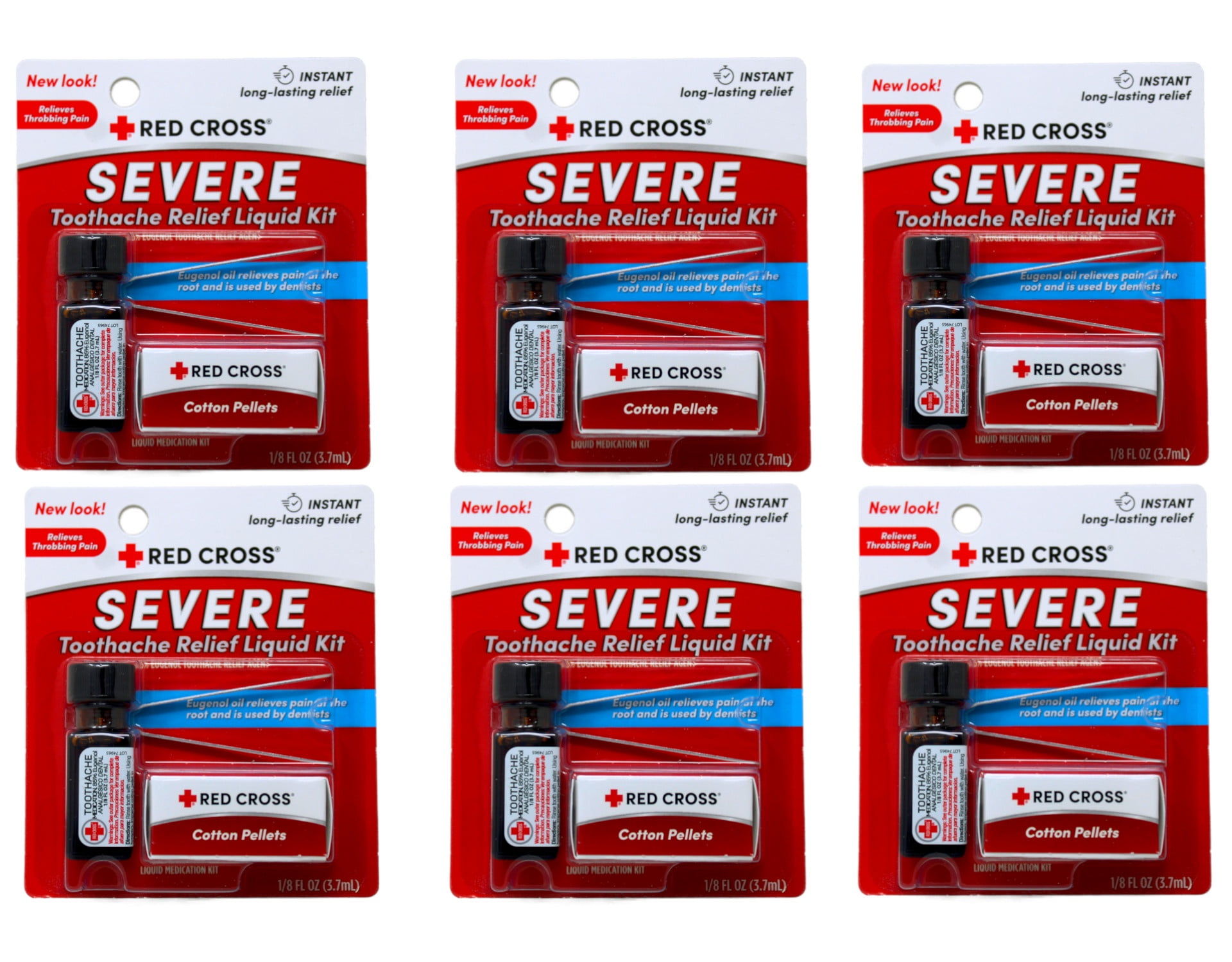 Red Cross Toothache Medication, 1/8-Ounce Bottles, Pack of 6, Fast Pain ...