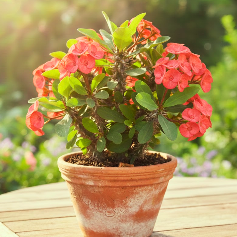Red Crown of Thorns Plant Live in 2 Inches Pot, Cactus Plants for ...