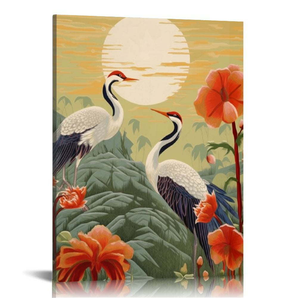 Red-Crowned Crane Canvas Wall Art for Living Room Bedroom Modern Family ...