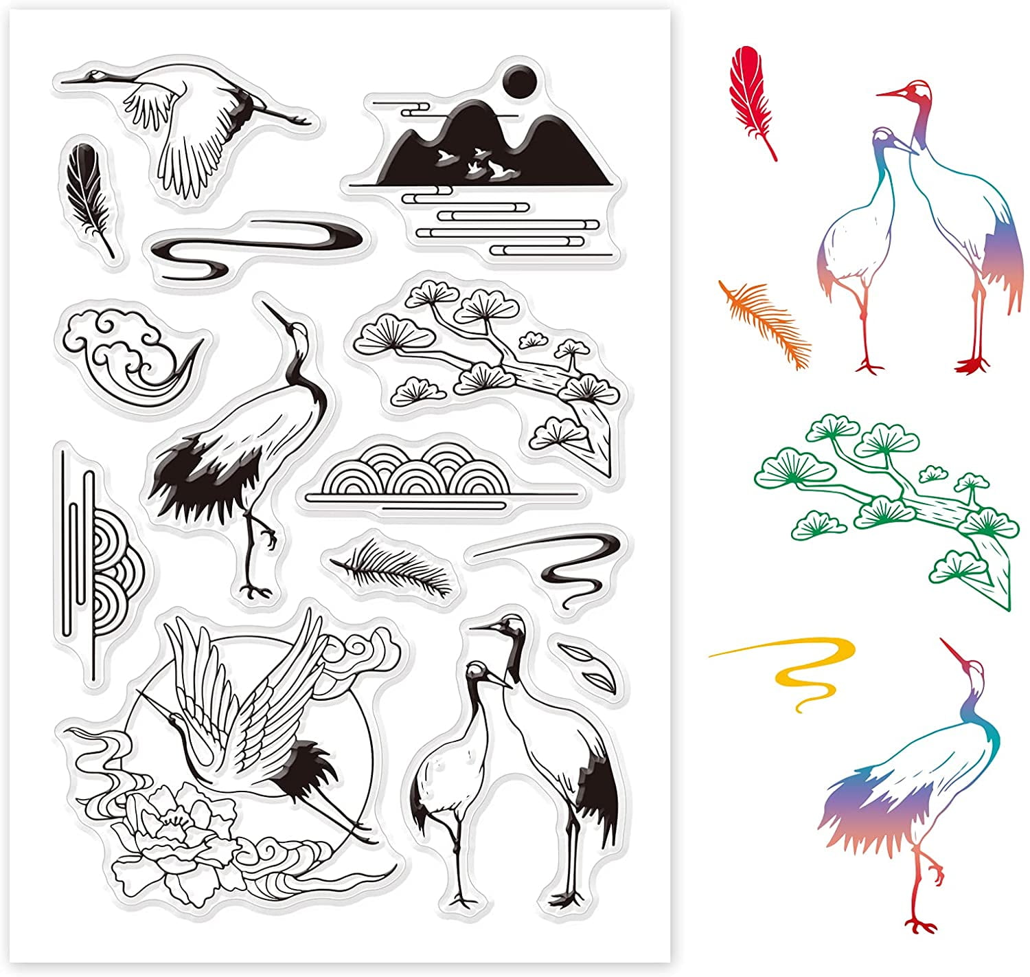 Red-Crowned Crane Clear Stamps Landscape Silicone Stamp - Walmart.com