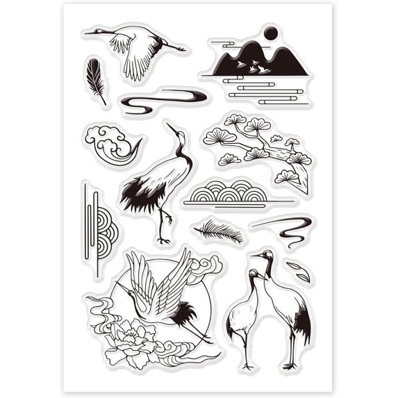 Red-Crowned Crane Clear Stamps Landse Silicone Stamp for Card Making ...
