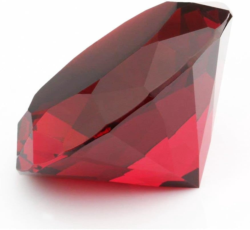 Red Crystal Glass Diamond Shaped Decoration, Big Ruby 60mm Jewel ...