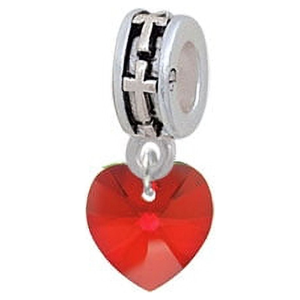 Red Crystal Heart - Cross Charm Bead - Walmart.com