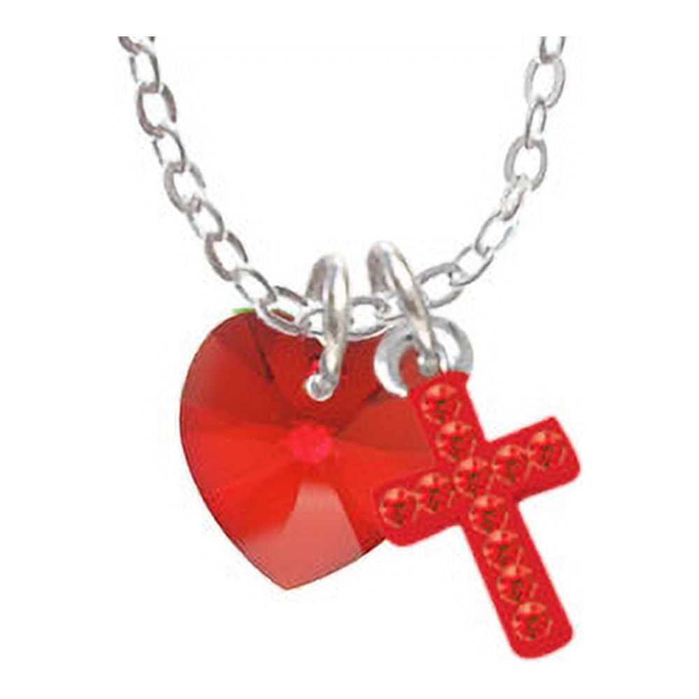 Red Crystal Heart - Red Crystal Cross Sophia Necklace, 18"+1" - Walmart.com