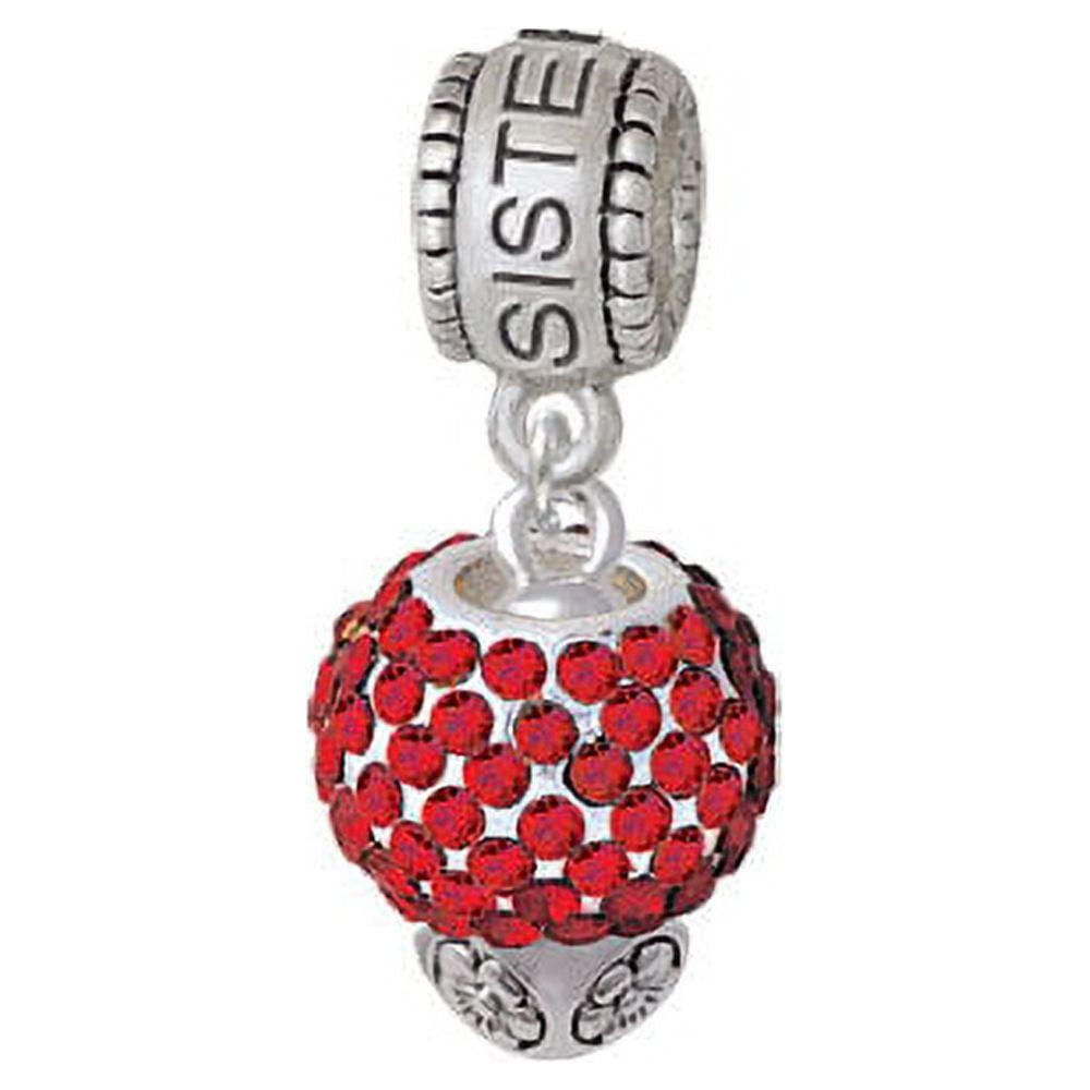 Red Crystal Sparkle Spinner - Sister Charm Bead - Walmart.com