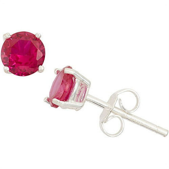 Red Cubic Zirconia Sterling Silver 5mm S - Walmart.com