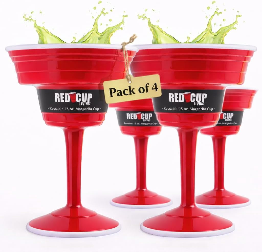 Red Cup Living 15 Oz Margarita Glass with Stem| Large tumbler Style ...