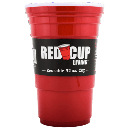 Reusable Red Cup Living 32oz Red Plastic Cup for Hot & Cold Drinks ...