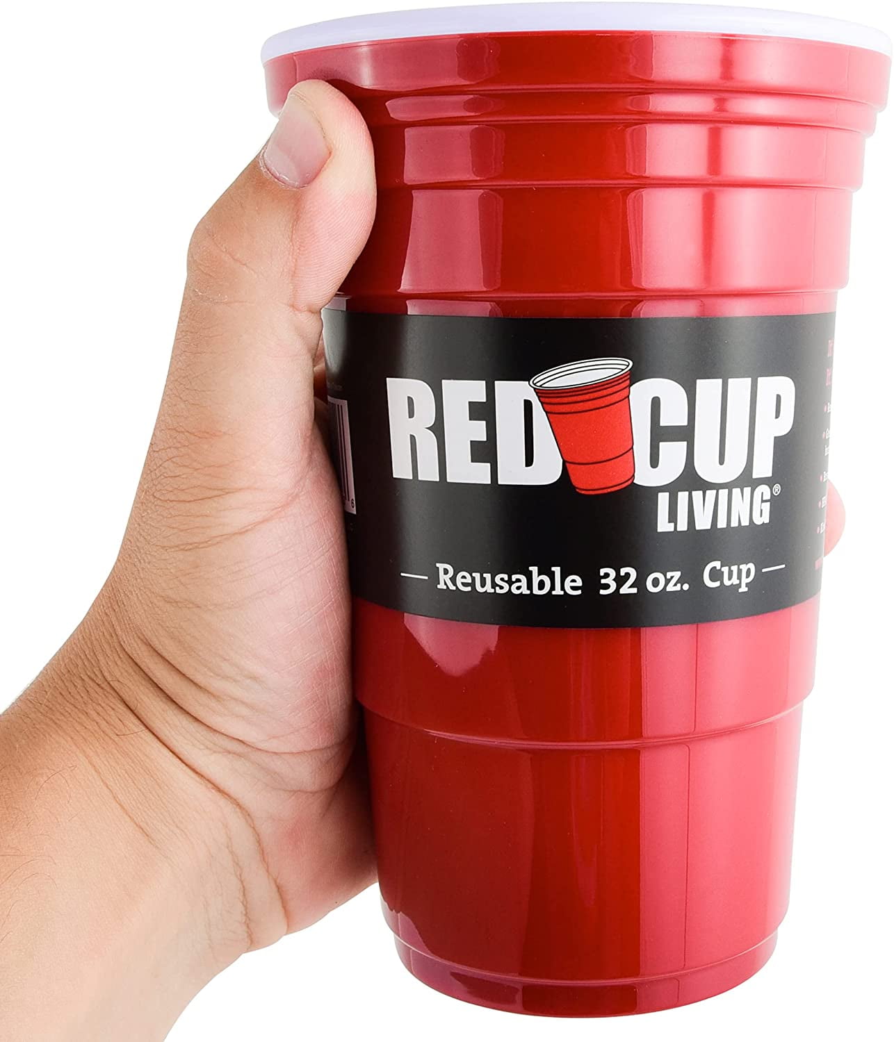 Reusable Red Cup Living 32oz Red Plastic Cup for Hot & Cold Drinks ...