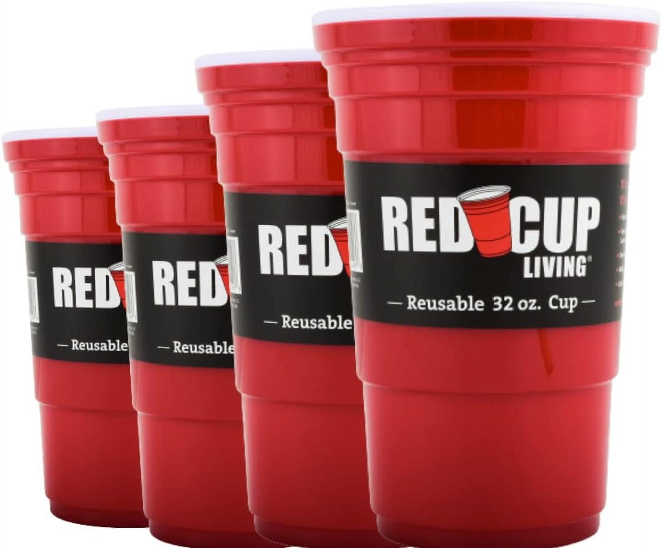 Red Cup Living Durable Large 32 oz Reusable Red Plastic Cup - Set of 4 ...