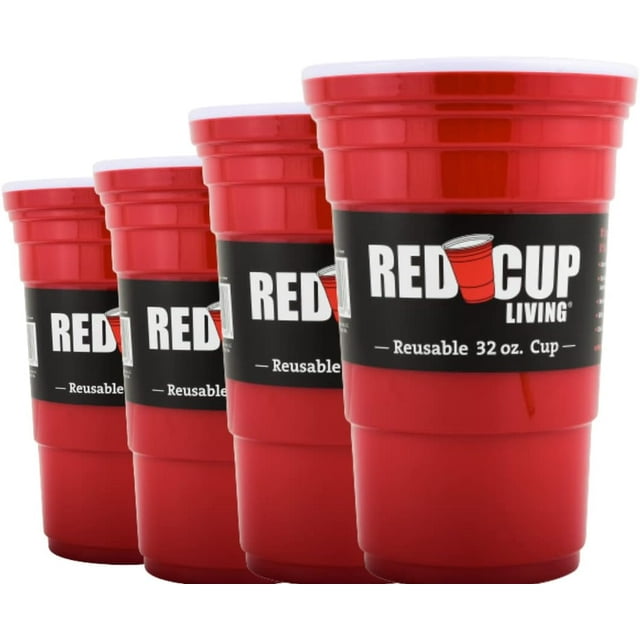 Red Cup Living Reusable Red Plastic 32 oz Cup - Set of 4 - Walmart.com