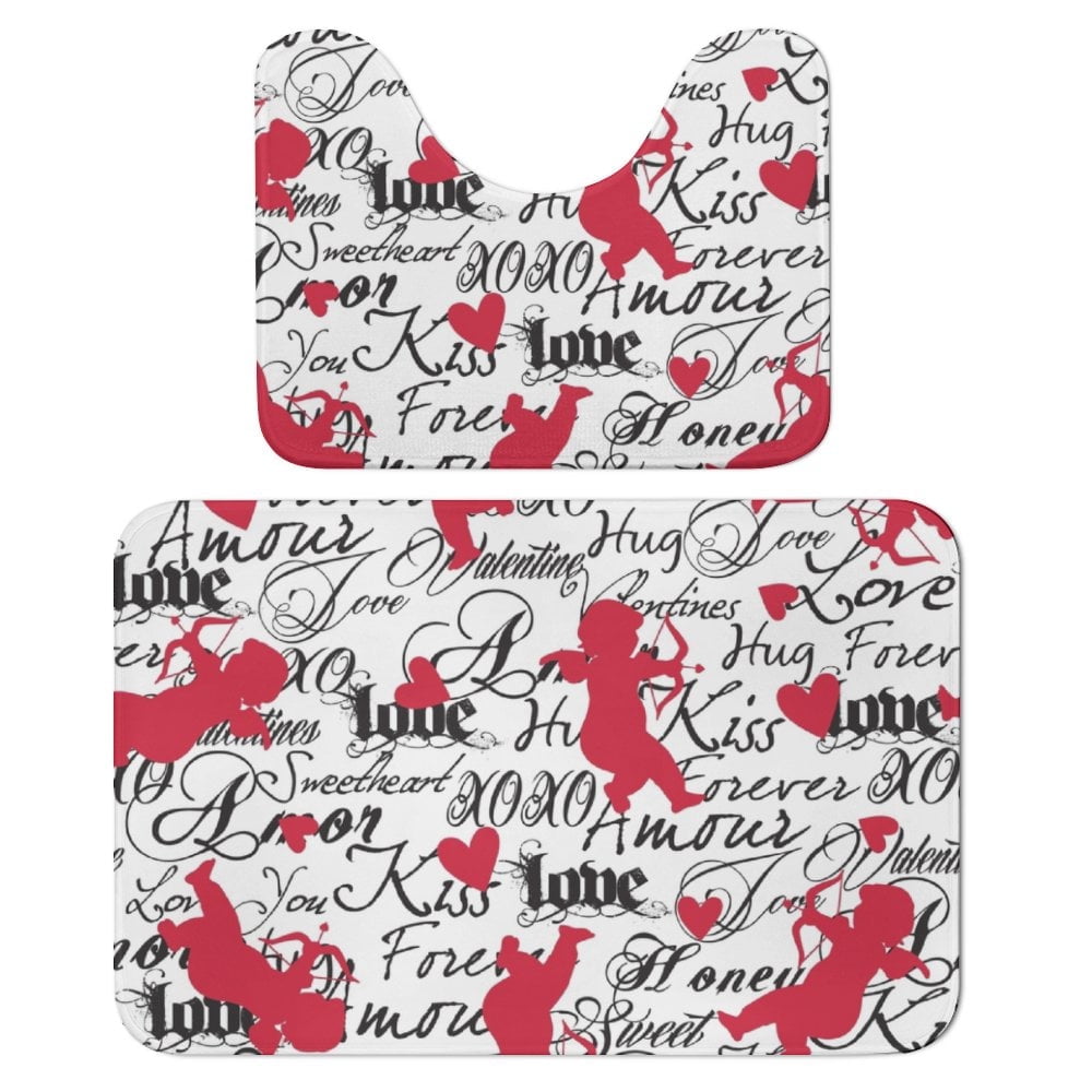Red Cupid Bathroom Rugs Set 2 Pieces, Bathroom Set - Quick Drying Bath ...