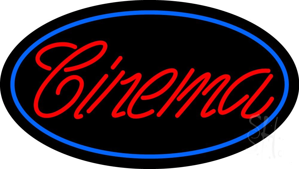 Red Cursive Cinema LED Neon Sign 13 x 24 - inches Black Square Cut ...