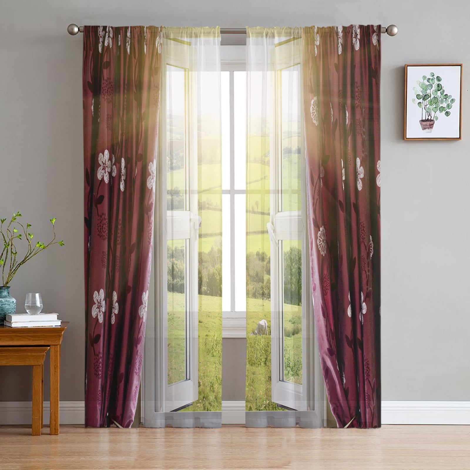 Red Curtai Stage Art Tulle Curtains for Living Room Home r Kitchen ...