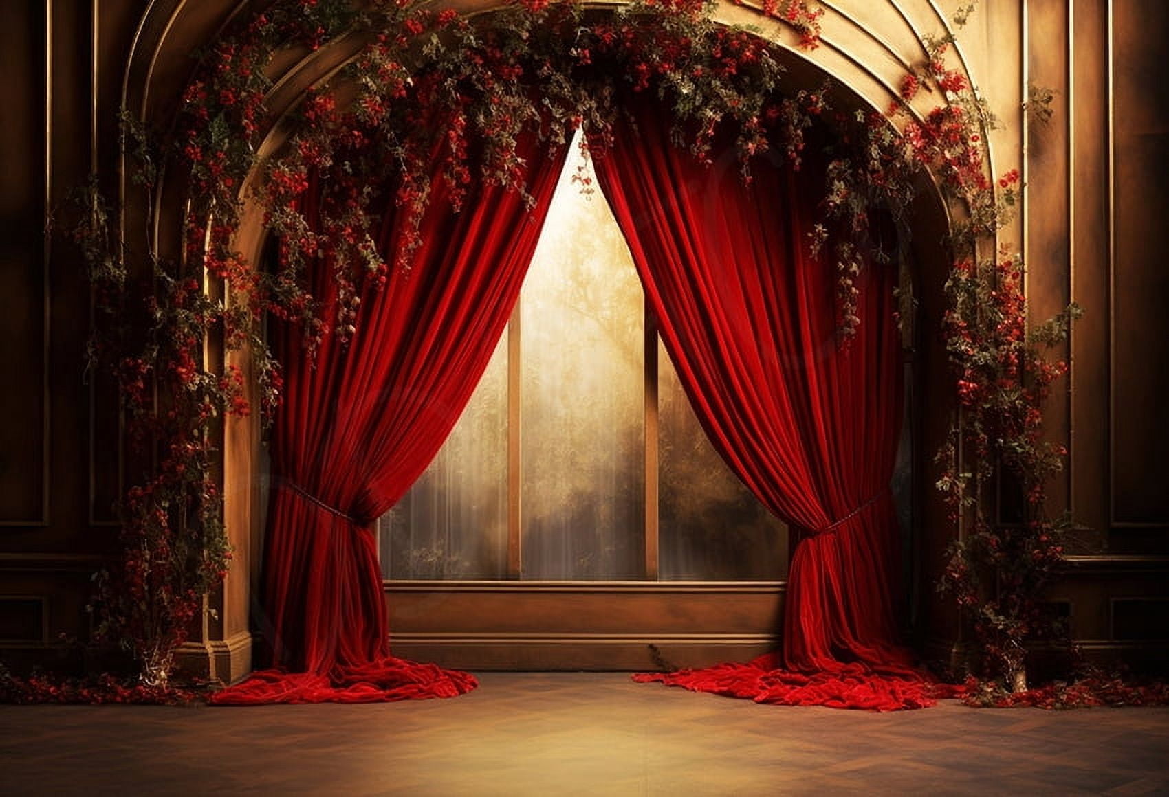 Red Curtain Arch Window Adult Birthday Wedding Maternity Portrait r ...
