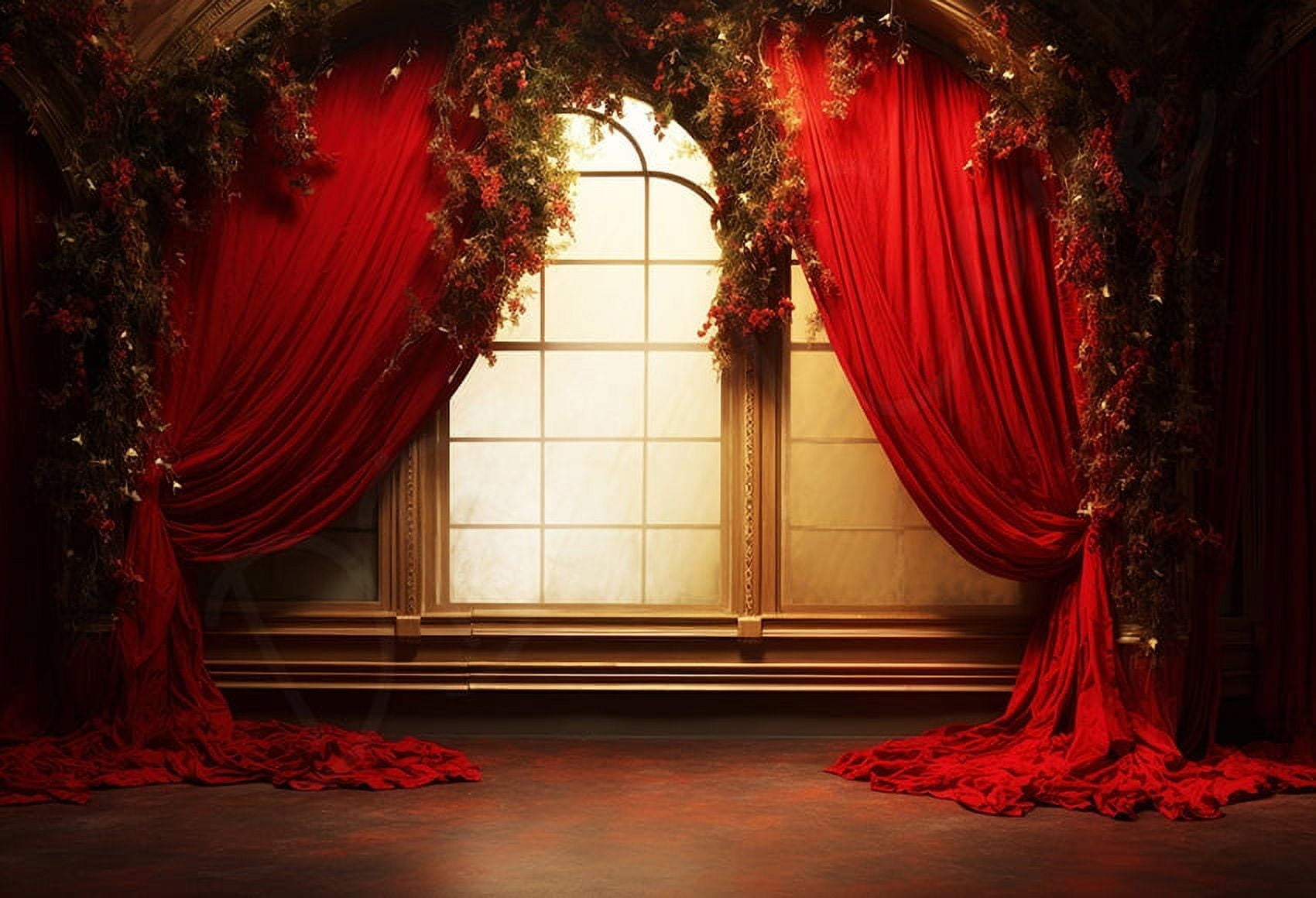 Red Curtain Arch Window Adult Birthday Wedding Maternity Portrait r ...