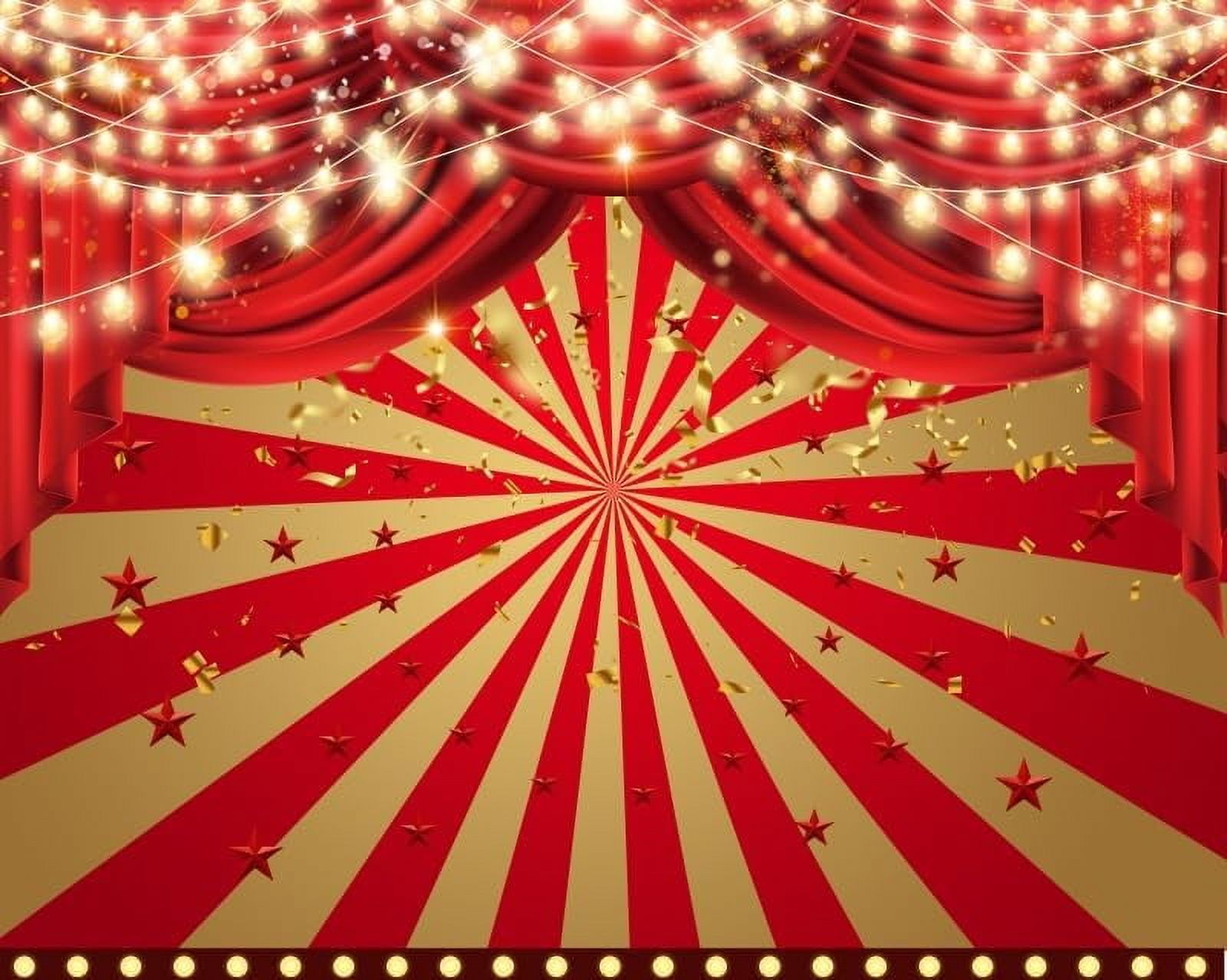 Red Curtain Horror Circus Halloween Backdrop Golden Glitter Sparkle ...