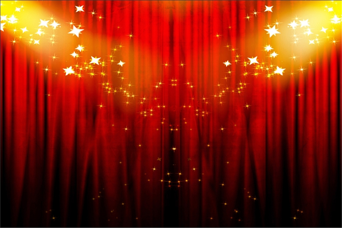 Red Curtain Photography Backdrop Glitter Gold Stars Red Carpet Stage ...