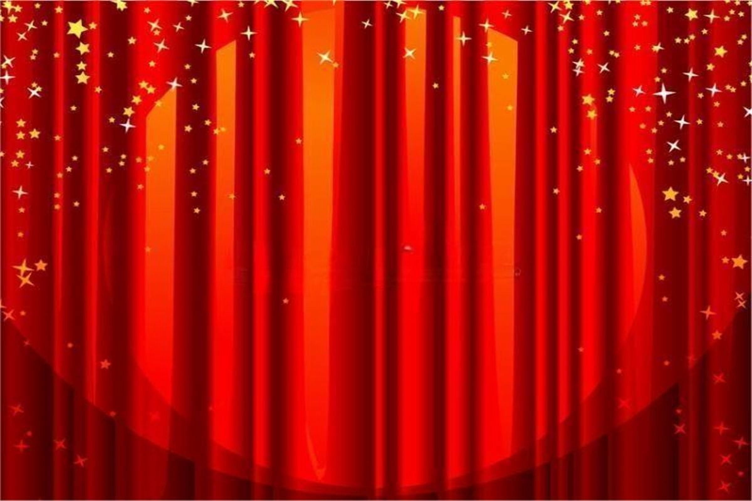 Red Curtain Photography Backdrop Glitter Gold Stars Red Carpet Stage ...