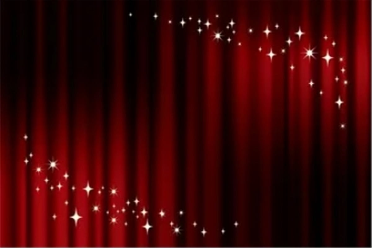 Red Curtain Photography Backdrop Glitter Gold Stars Red Carpet Stage ...