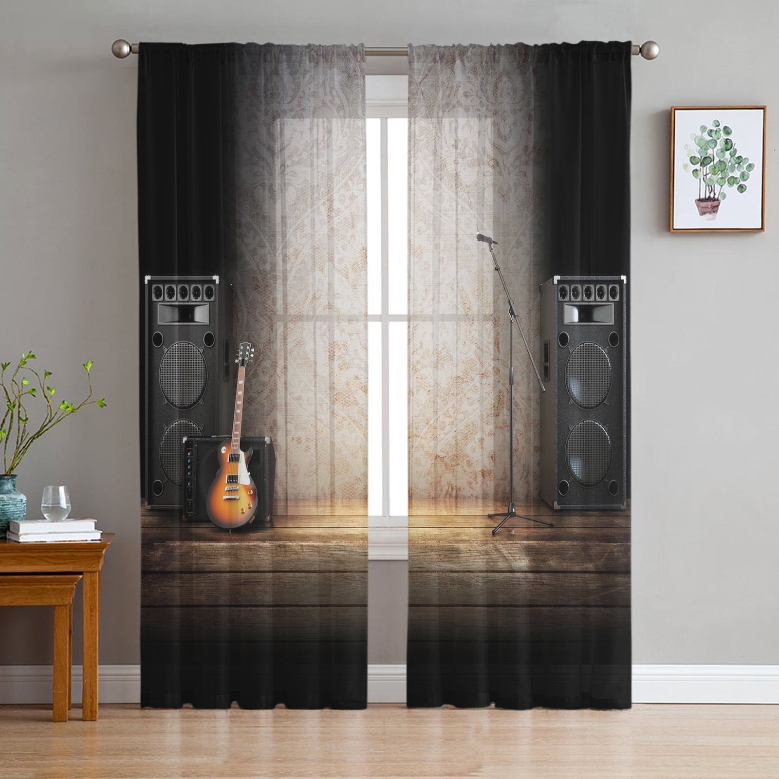 Red Curtain Stage Art Modern Tulle Sheer Curtains for Living Room ...