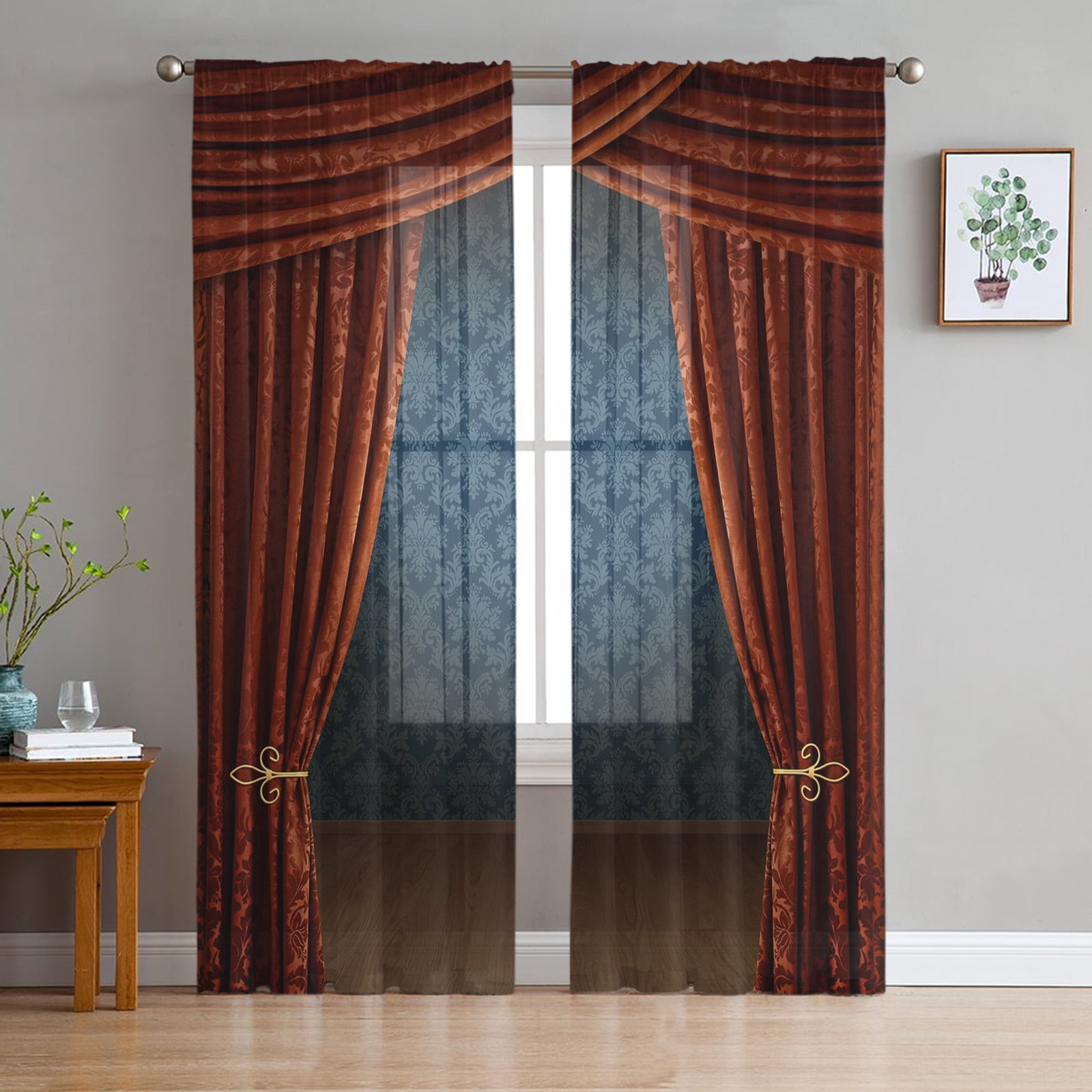 Red Curtain Stage Art Modern Tulle Sheer Curtains for Living Room ...
