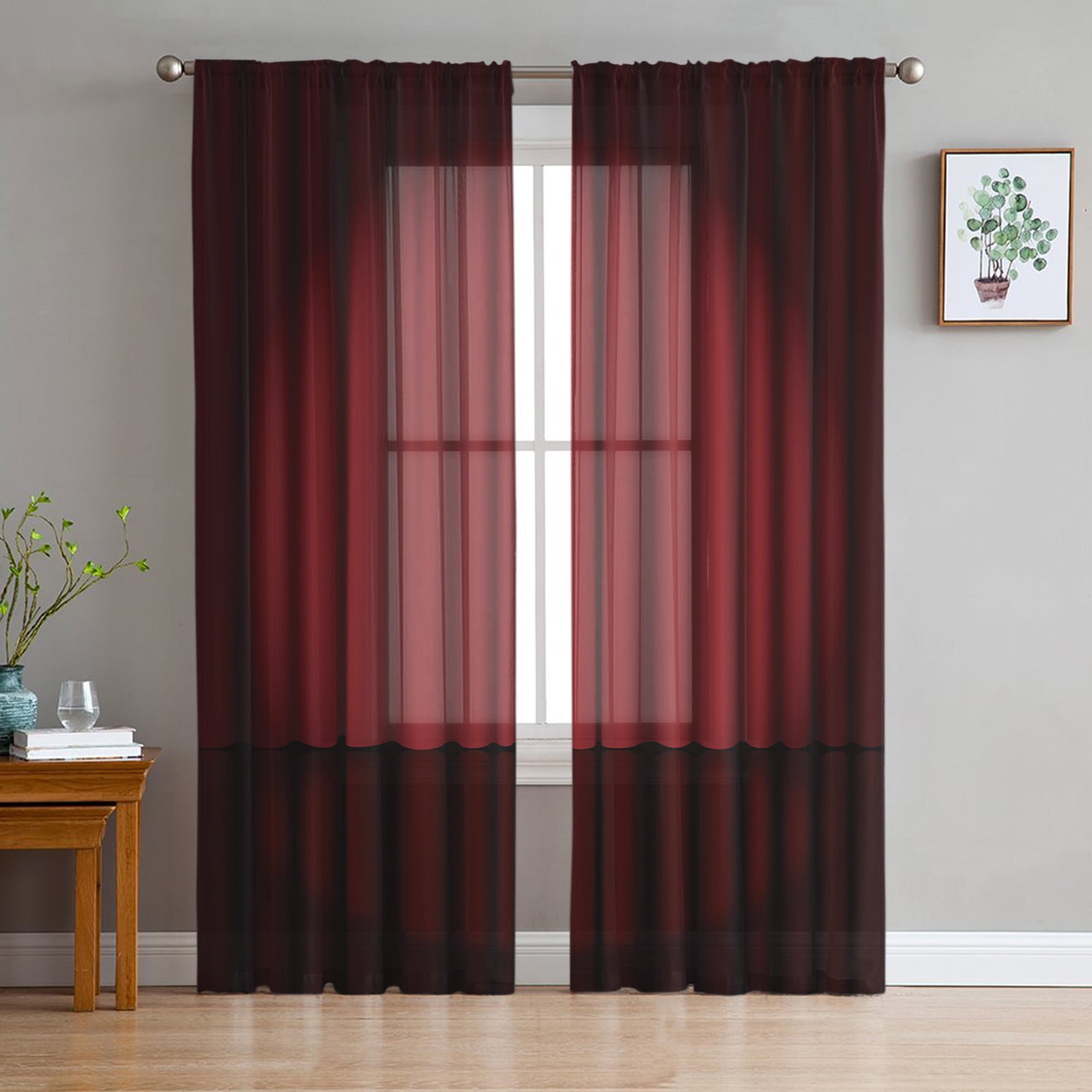 Red Curtain Stage Art Modern Tulle Sheer Curtains for Living Room ...