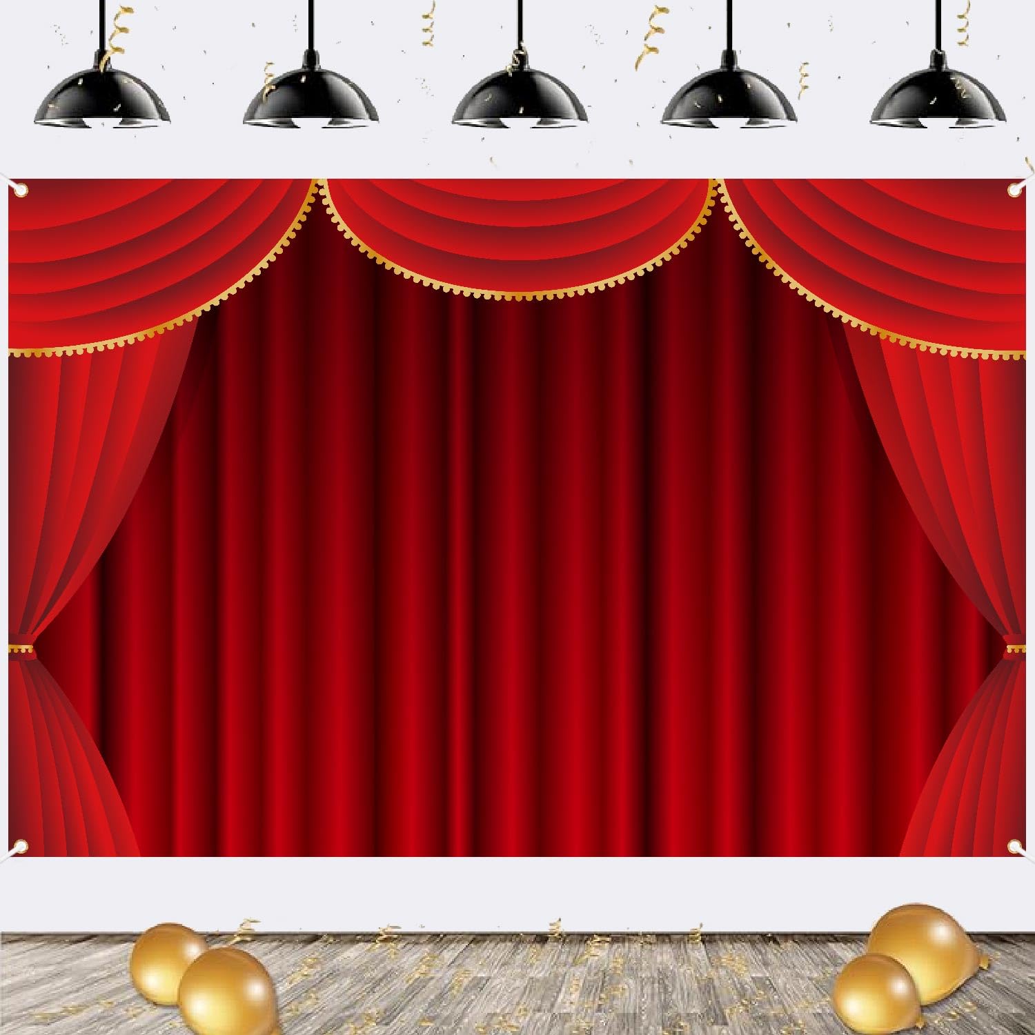 Red Curtain Theater Stage Shows Backdrop Banner Xmas Celebration Party ...