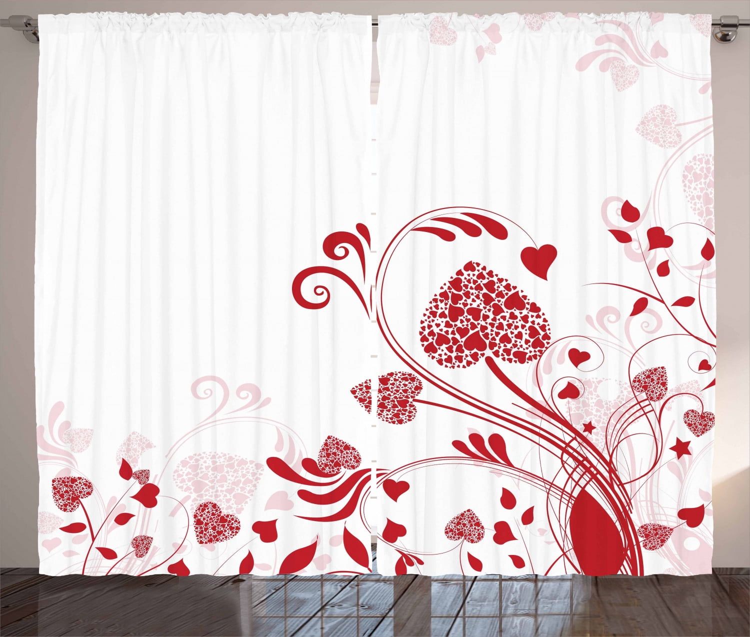 Ambesonne Valentine's Day Curtains 2 Panel Set, Garden of Romance, 108 ...