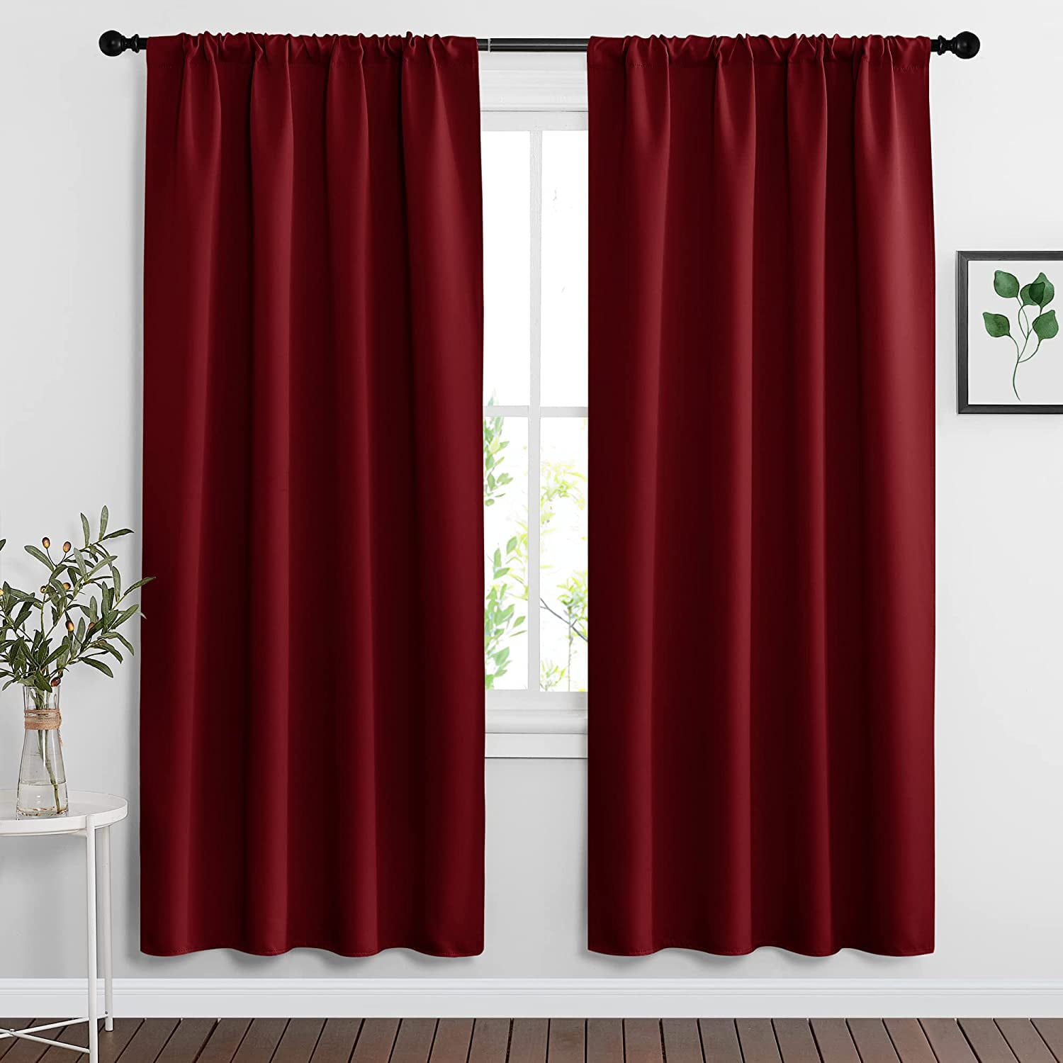 Red Curtains Blackout Window Covering Light Blocking UV Protection Draperies Window Treatments ...