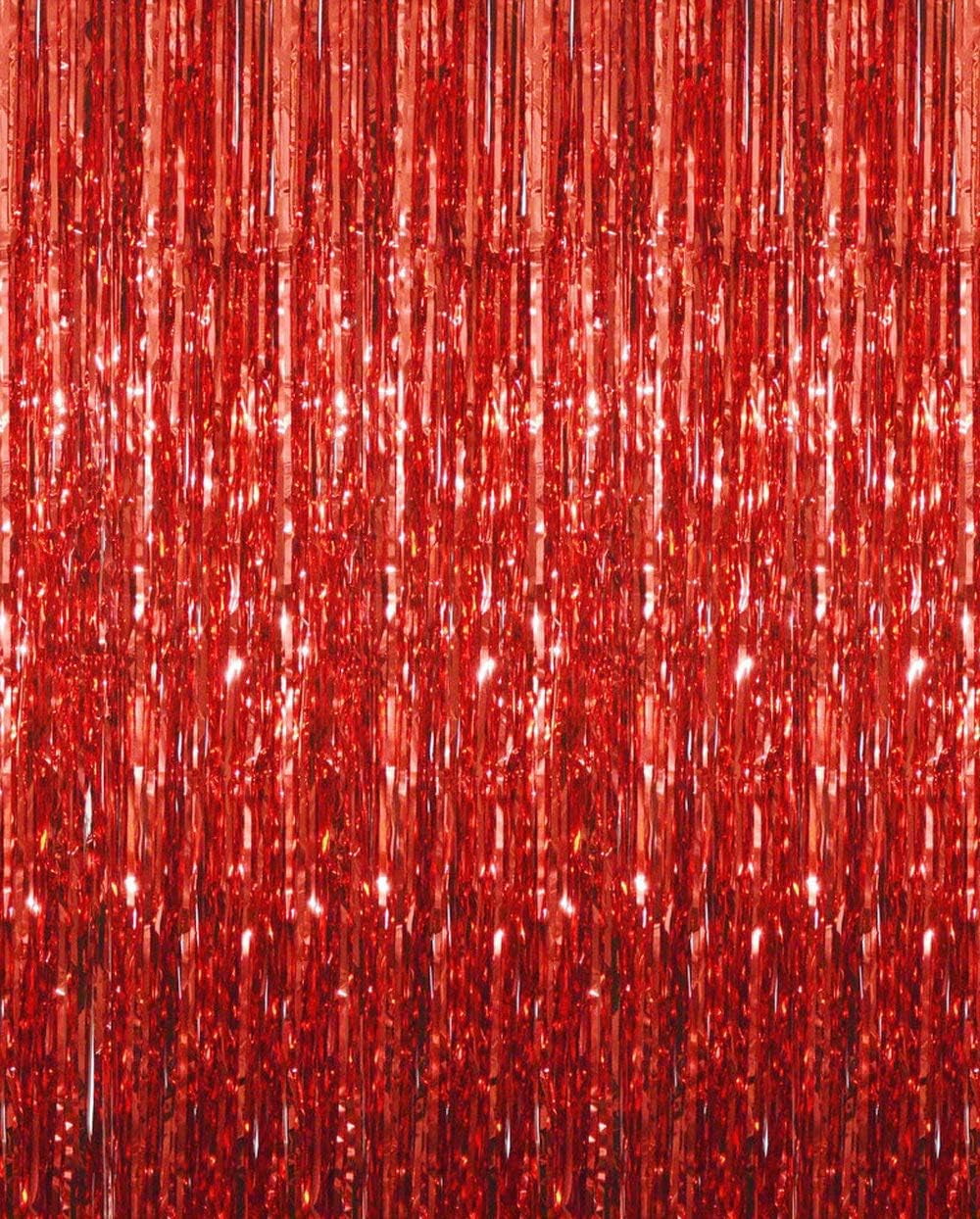 Red Curtains for Party Decorations,Foil Curtains Metallic Fringe ...
