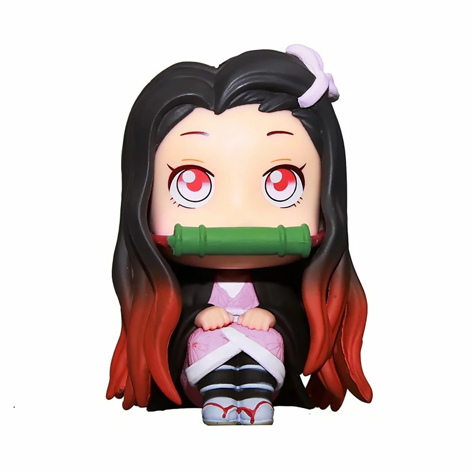 Red Cute Demon Slayer: Kimetsu No Yaiba Nezuko Sitting Figure 4-Inch ...