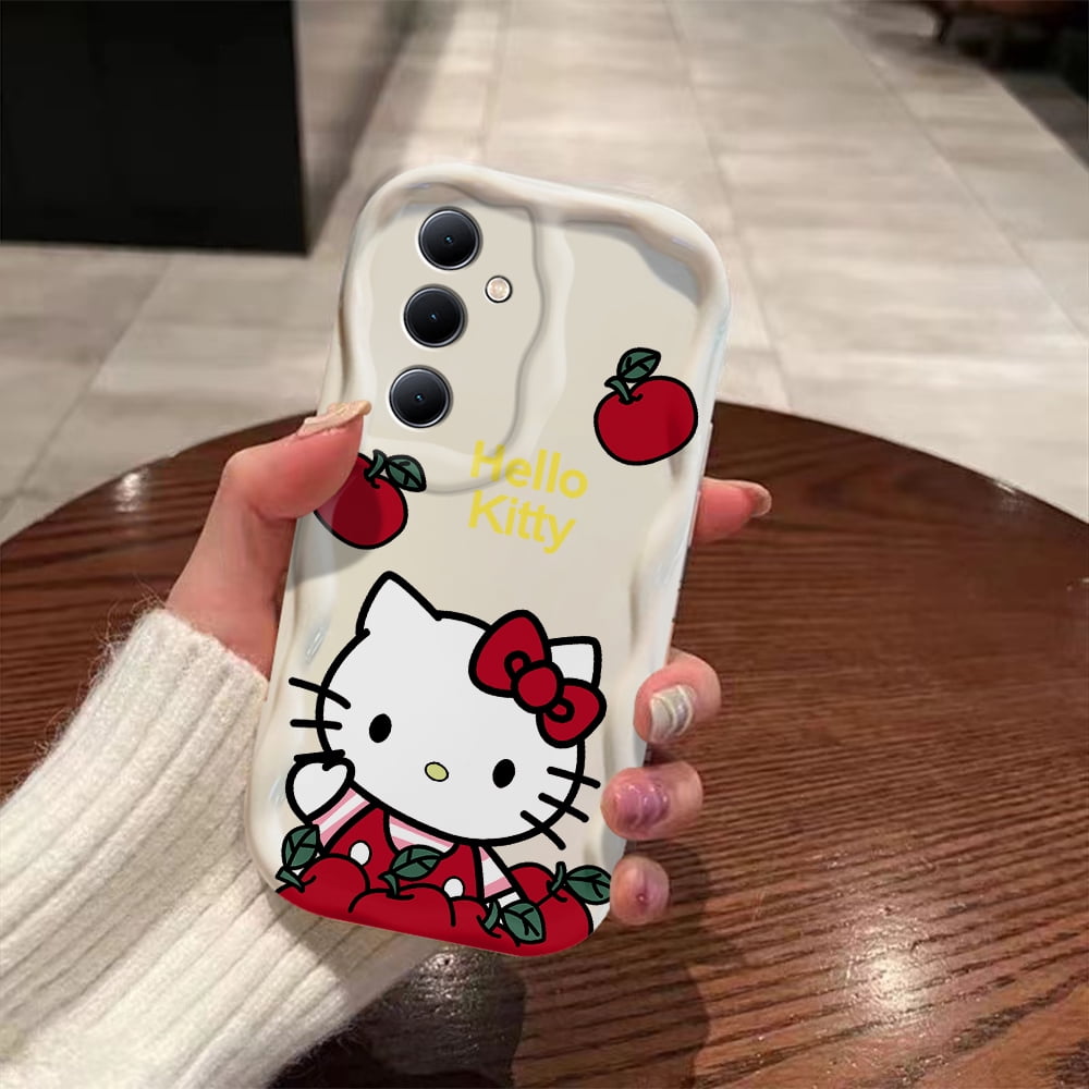 Red Cute Hello Kitty Cartoon 3D Wave Phone Case For Samsung Galaxy S24 ...