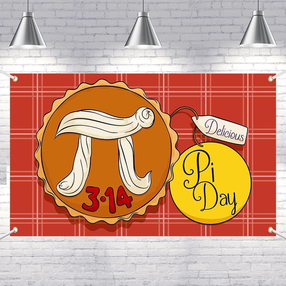 Red Cute Pi Day Banner Funny Mathematical Math Themed Backdrop Spiral ...