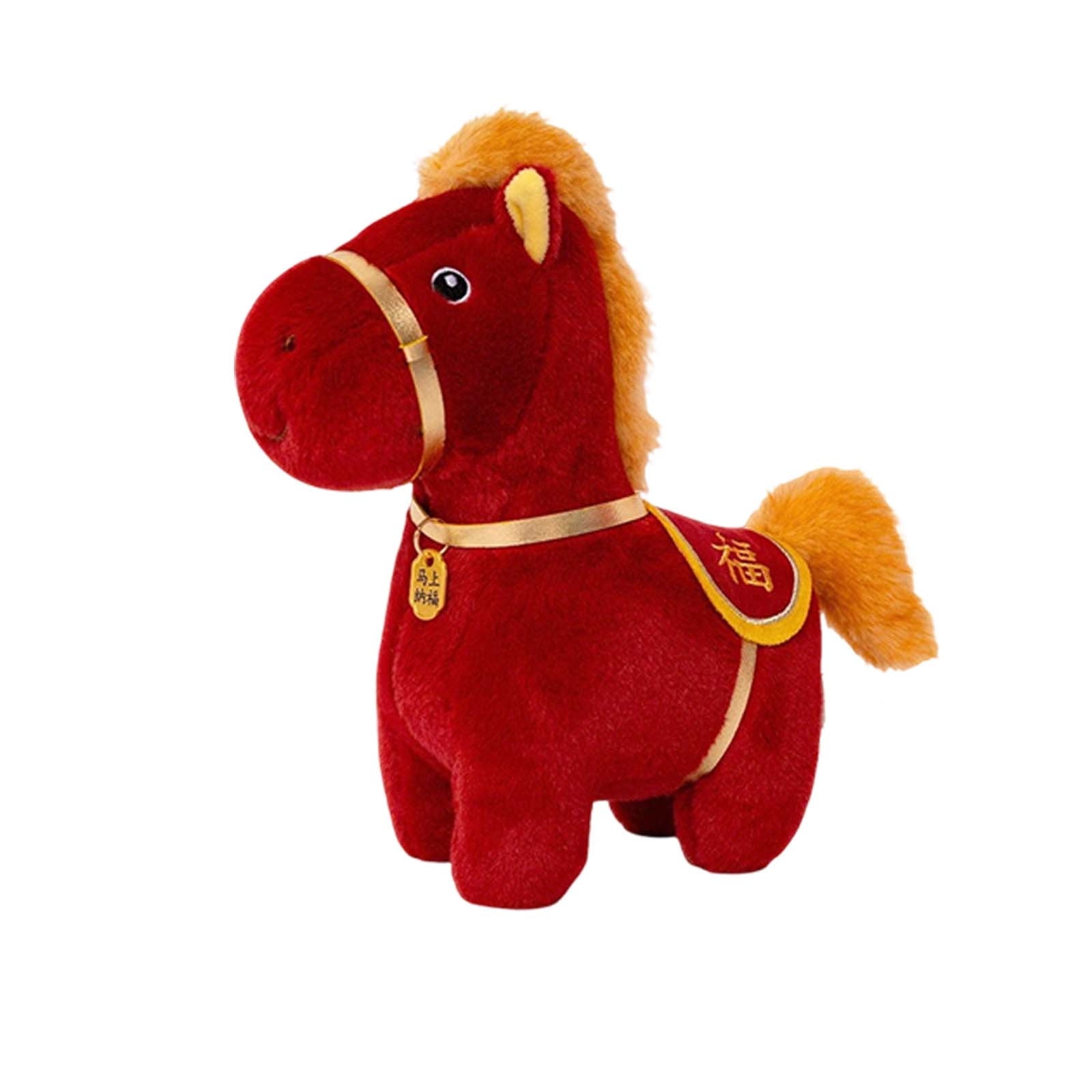 Red Cute Plush Horse Pinchable Soft Toy Foal Figurine Kids Room Decor ...