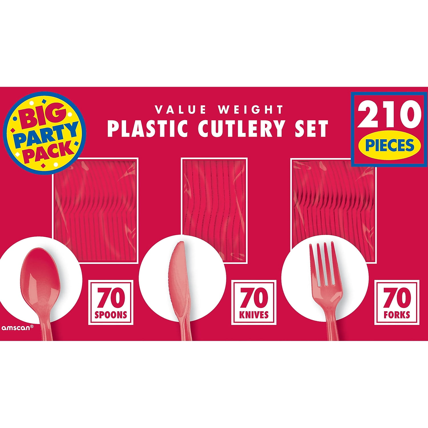 Red Cutlery Set - Value (210 Count) - Walmart.com