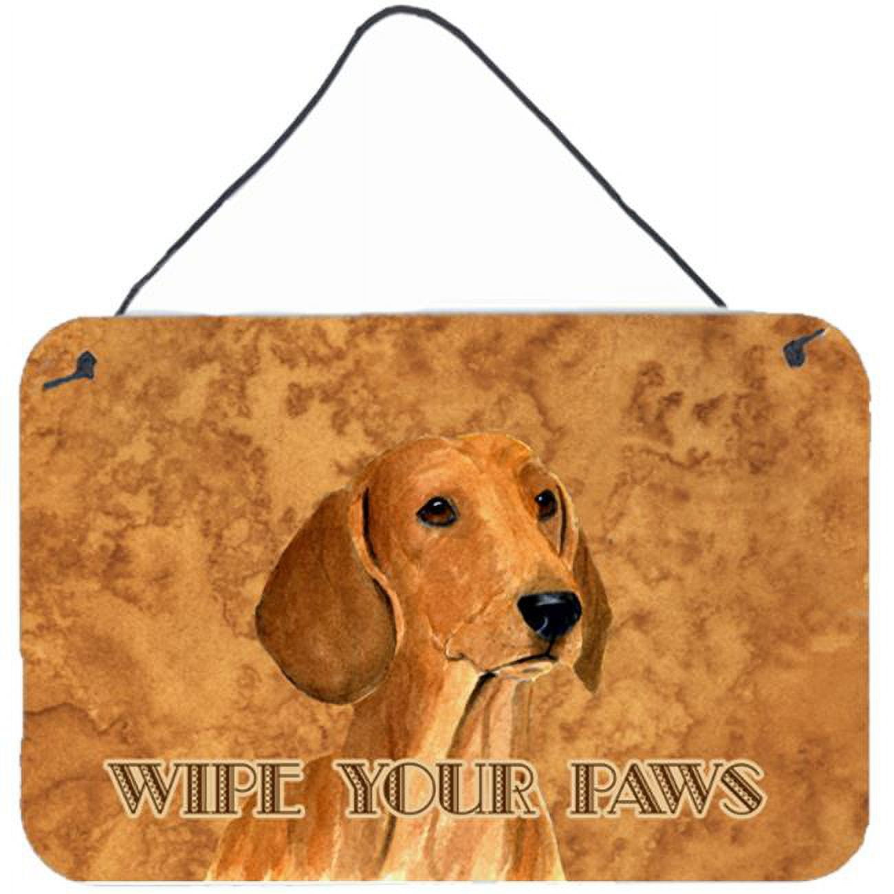 Red Dachshund Wipe Your Paws Aluminium Metal Wall or Door Hanging Print ...