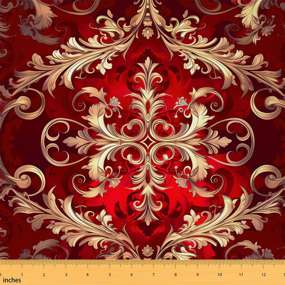 Red Damask Fabric By The Yard,Bohemian Vintage Florals Upholstery ...