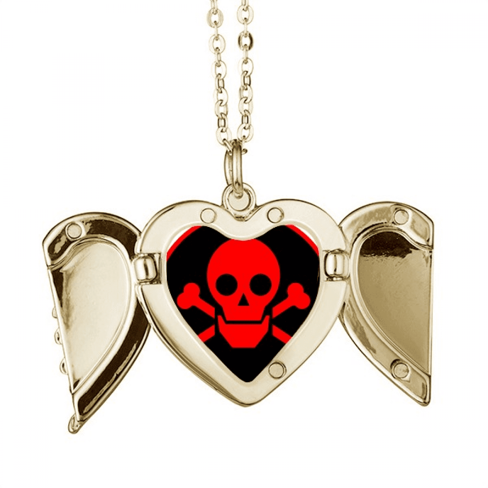 Red Danger Checal Toxic l Symbol Folded Wings Peach Heart Pendant ...