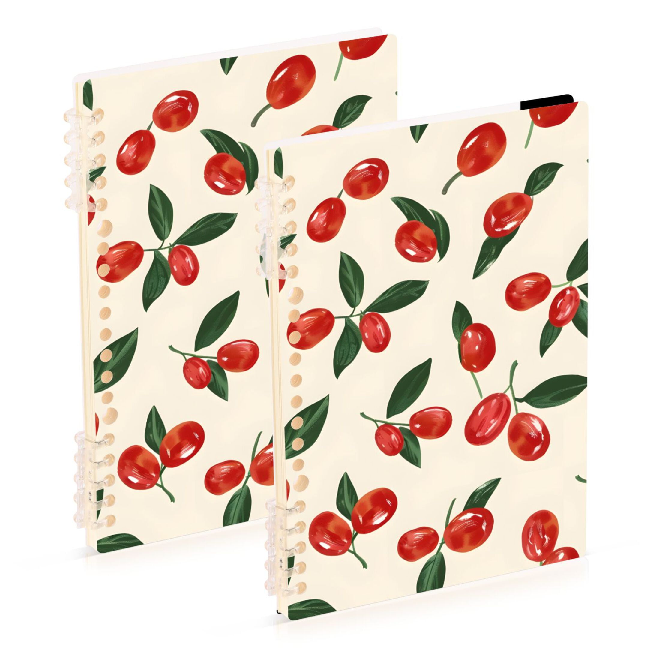 Red Dates Leaves Ring Binder Notebook Journey Note Diary College Ruled ...