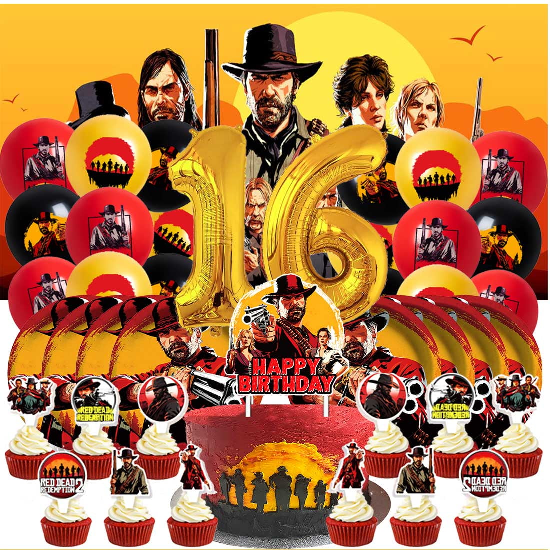 Red Dead Redemption Balloons Party Supplies 16th Decor Tableware ...
