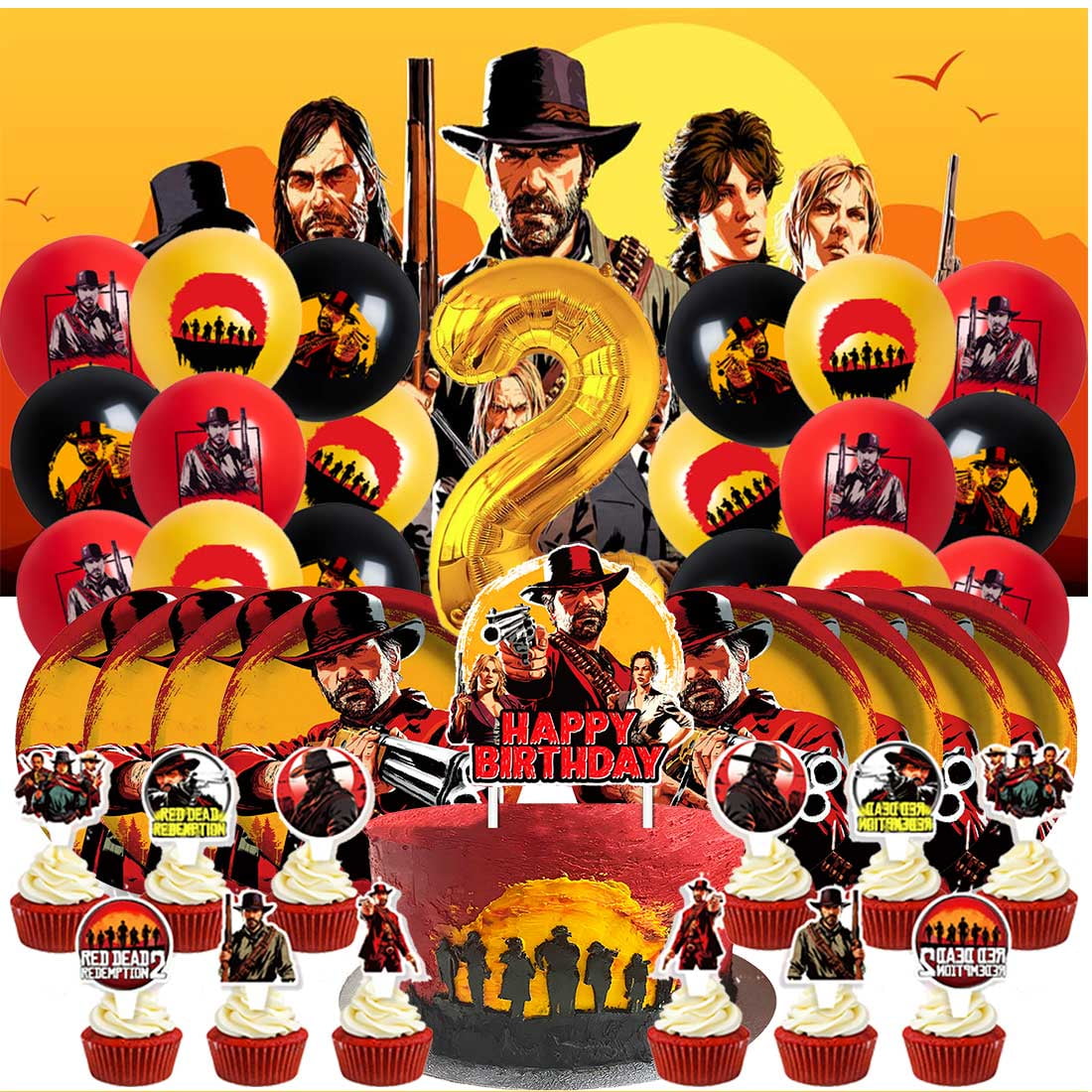 Red Dead Redemption Balloons Party Supplies 2nd Decor Tableware ...
