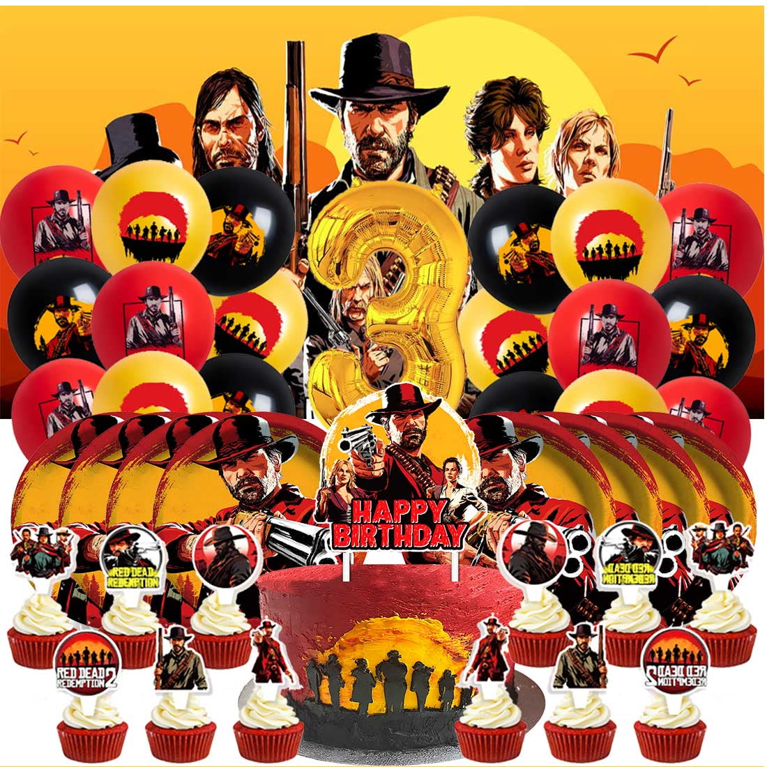 Red Dead Redemption Balloons Party Supplies 3rd Decor Tableware ...