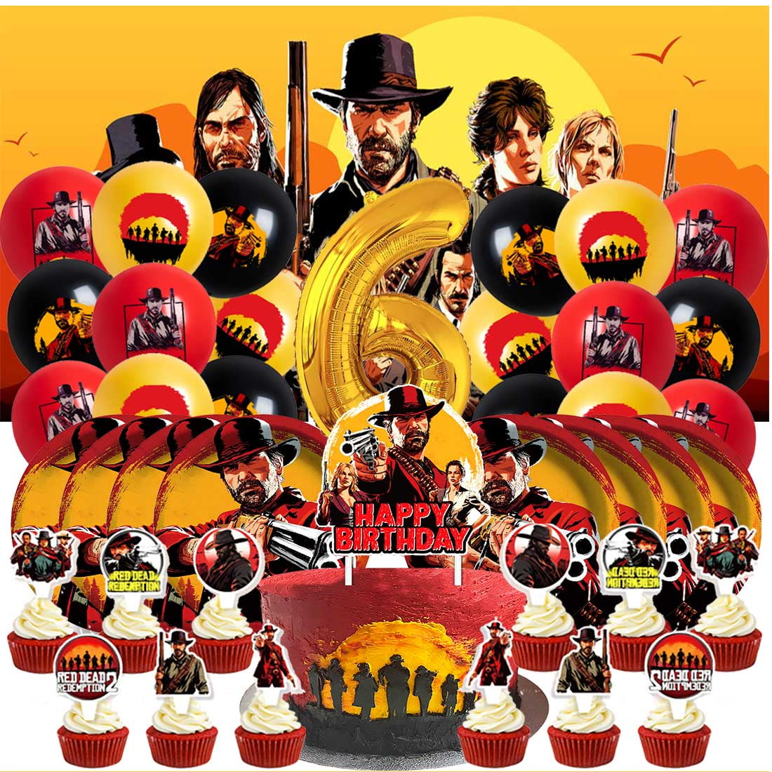 Red Dead Redemption Balloons Party Supplies 6th Decor Tableware ...
