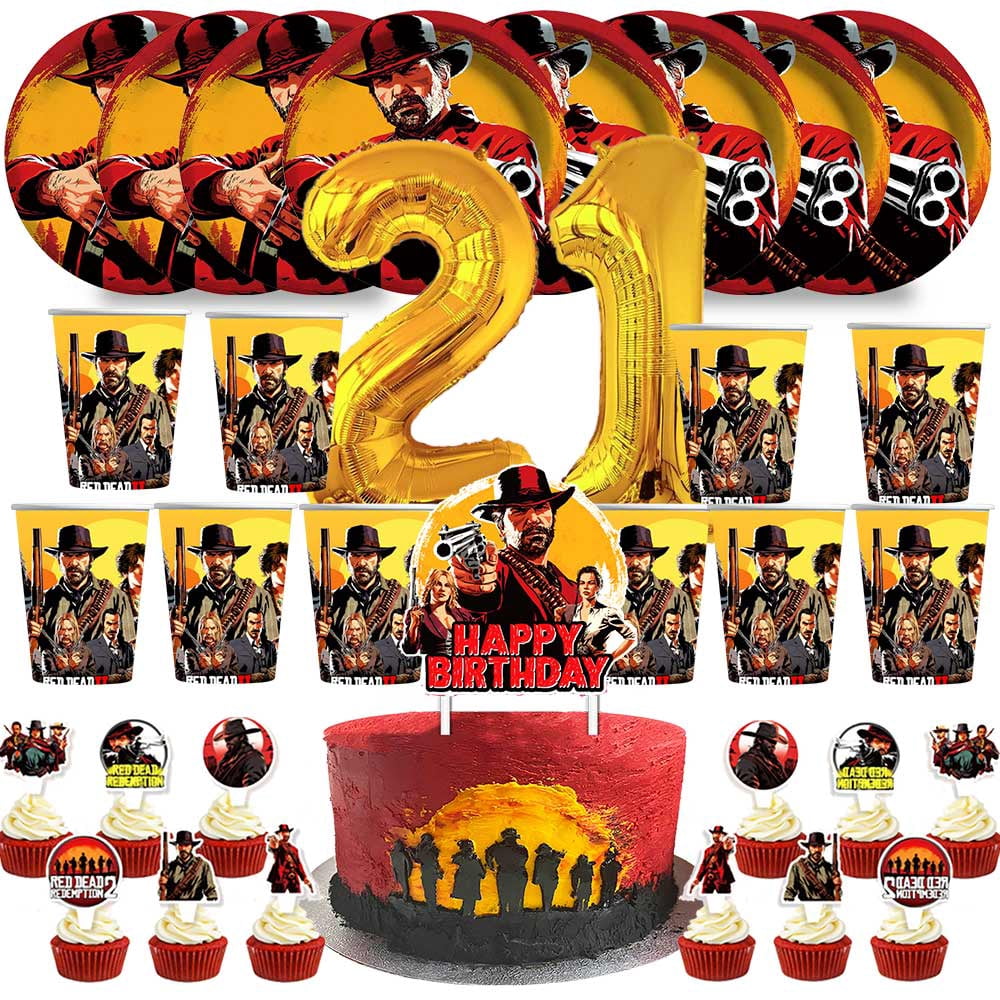 Red Dead Redemption Birthday 21th Cups Party Supplies Plates Fans ...