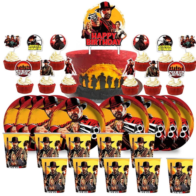 Red Dead Redemption Birthday Cups Party Supplies Plates Fans ...